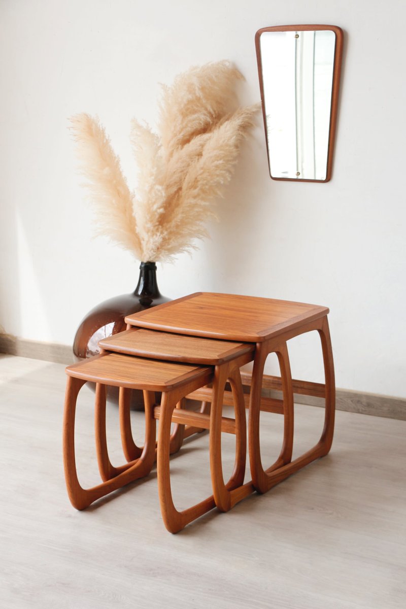 Vintage Teak Nesting Tables from Nathan, 1960s, Set of 3 for sale at Pamono