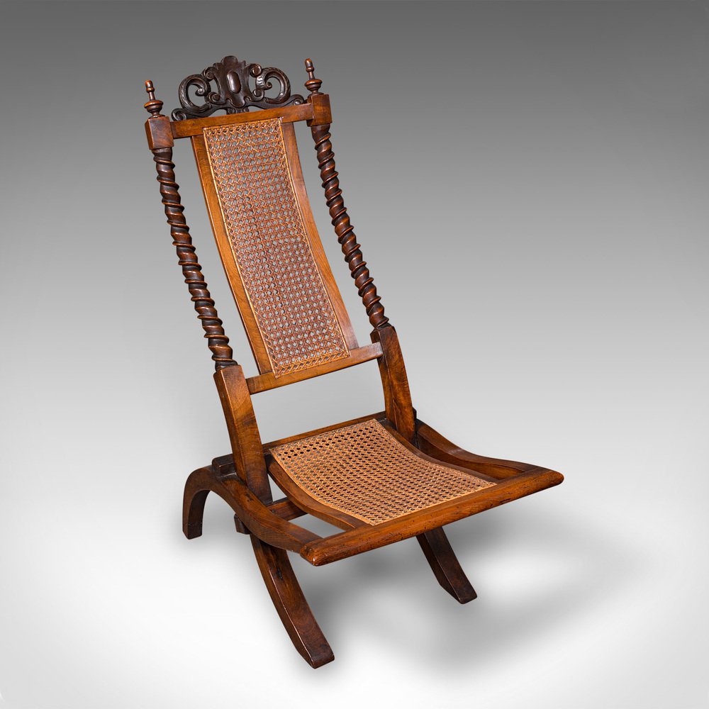 English Folding Steamer Chair, 1870s for sale at Pamono