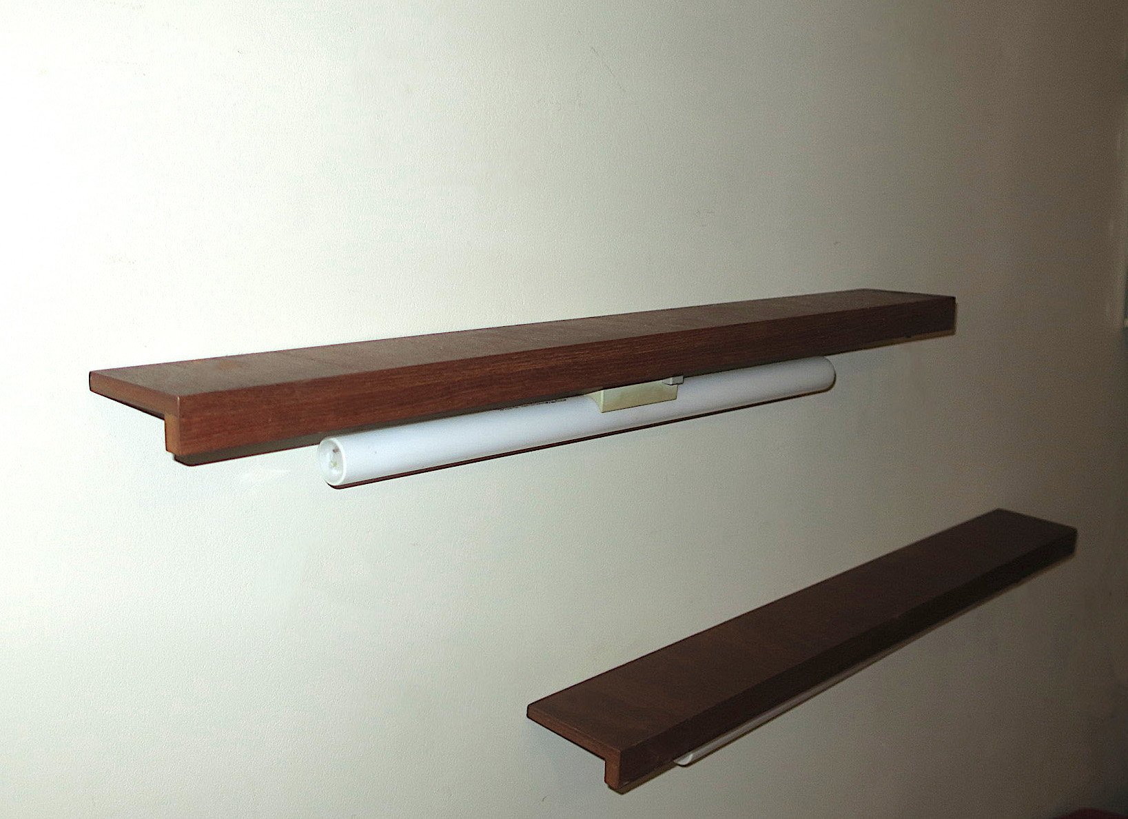 Danish Teak Narrow Shelves with Wall Lights, 1960s, Set of 2 for sale ...