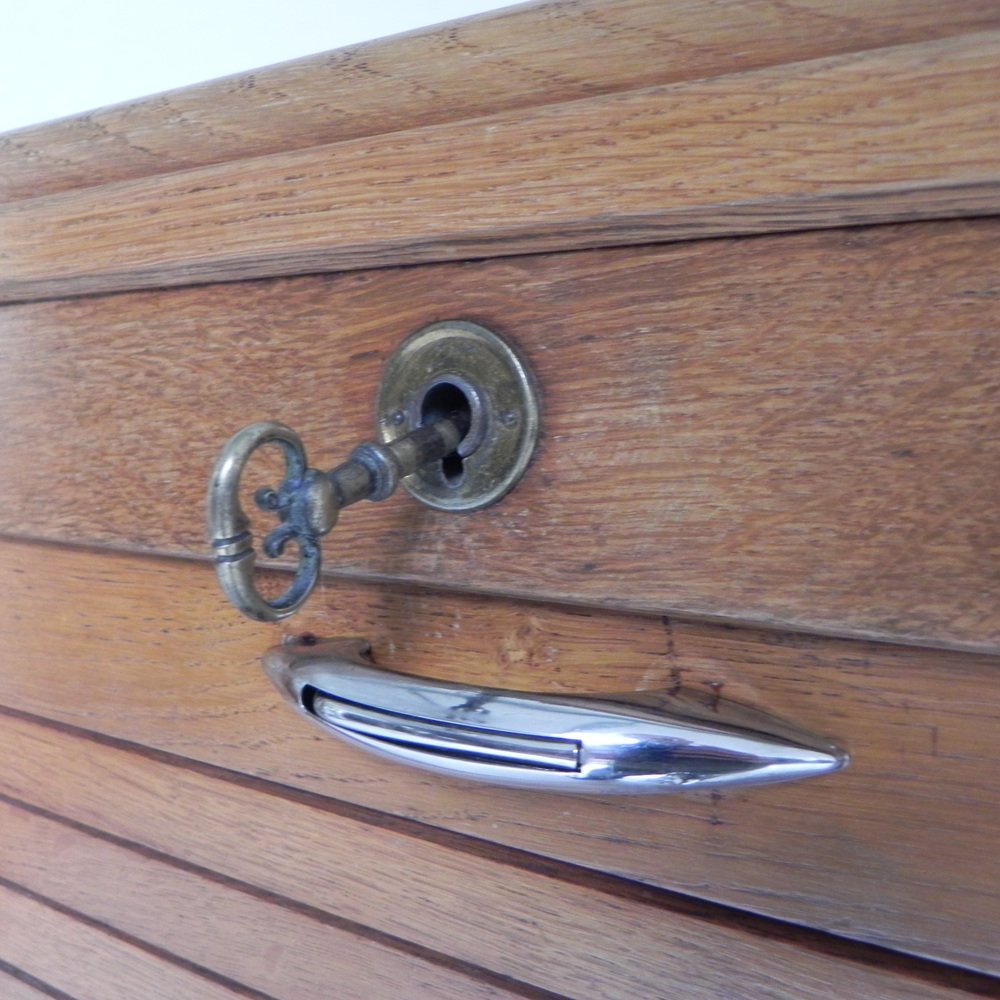 Oak Roller Shutter Box with Two Shutters, 1950s for sale at Pamono