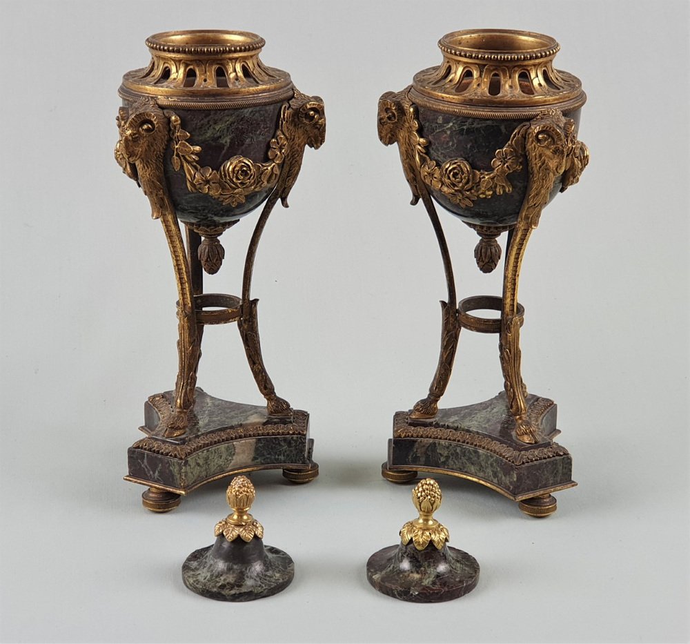 Antique 19th Century French Gilt Bronze and Marble Cassolettes, Set of ...