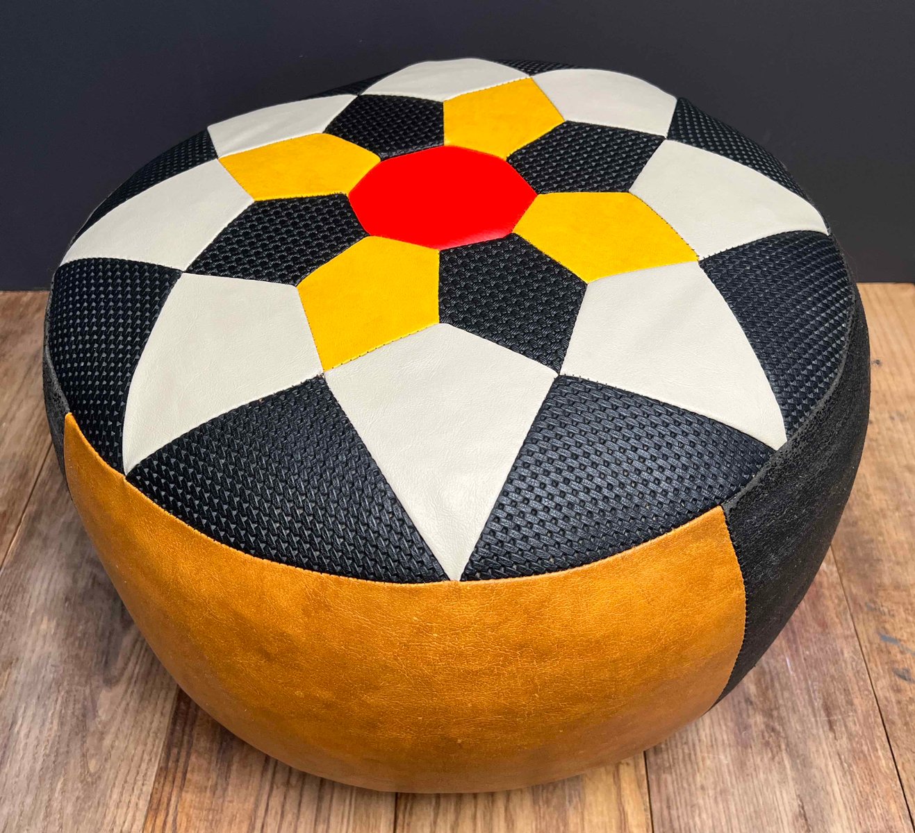 Vintage Pouf in Leatherette, 1970s for sale at Pamono
