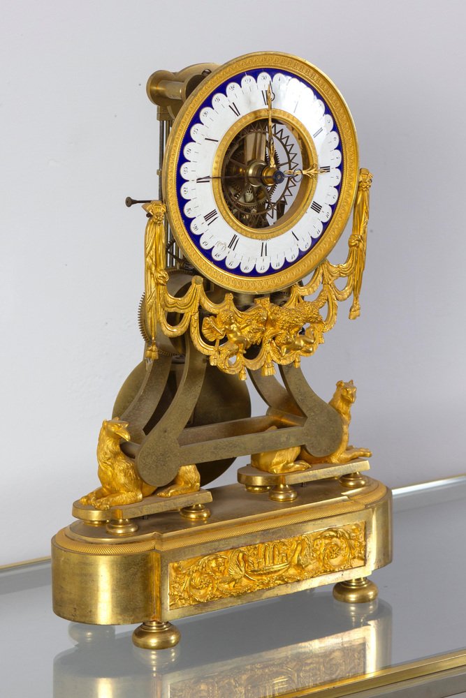 French Directory Bronze Skeleton Clock, 1795 for sale at Pamono
