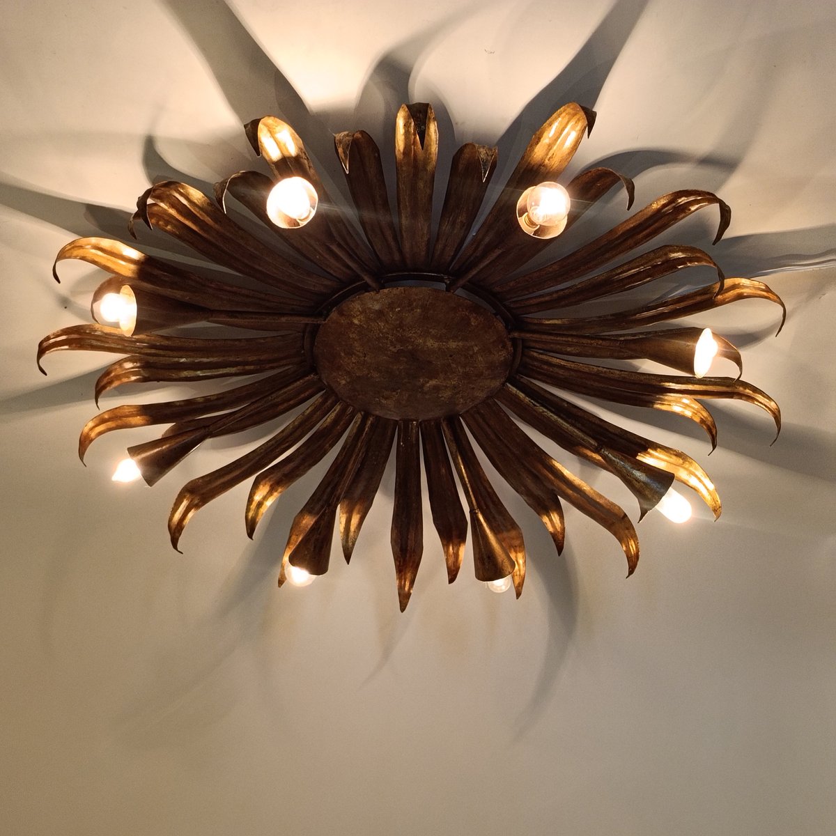 Spanish Brutalist Sunburst Ceiling Panel by Ferroarte, 1960s for sale ...