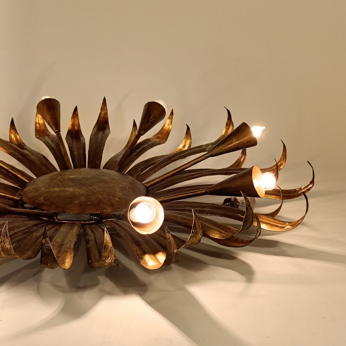 Spanish Brutalist Sunburst Ceiling Panel by Ferroarte, 1960s for sale ...