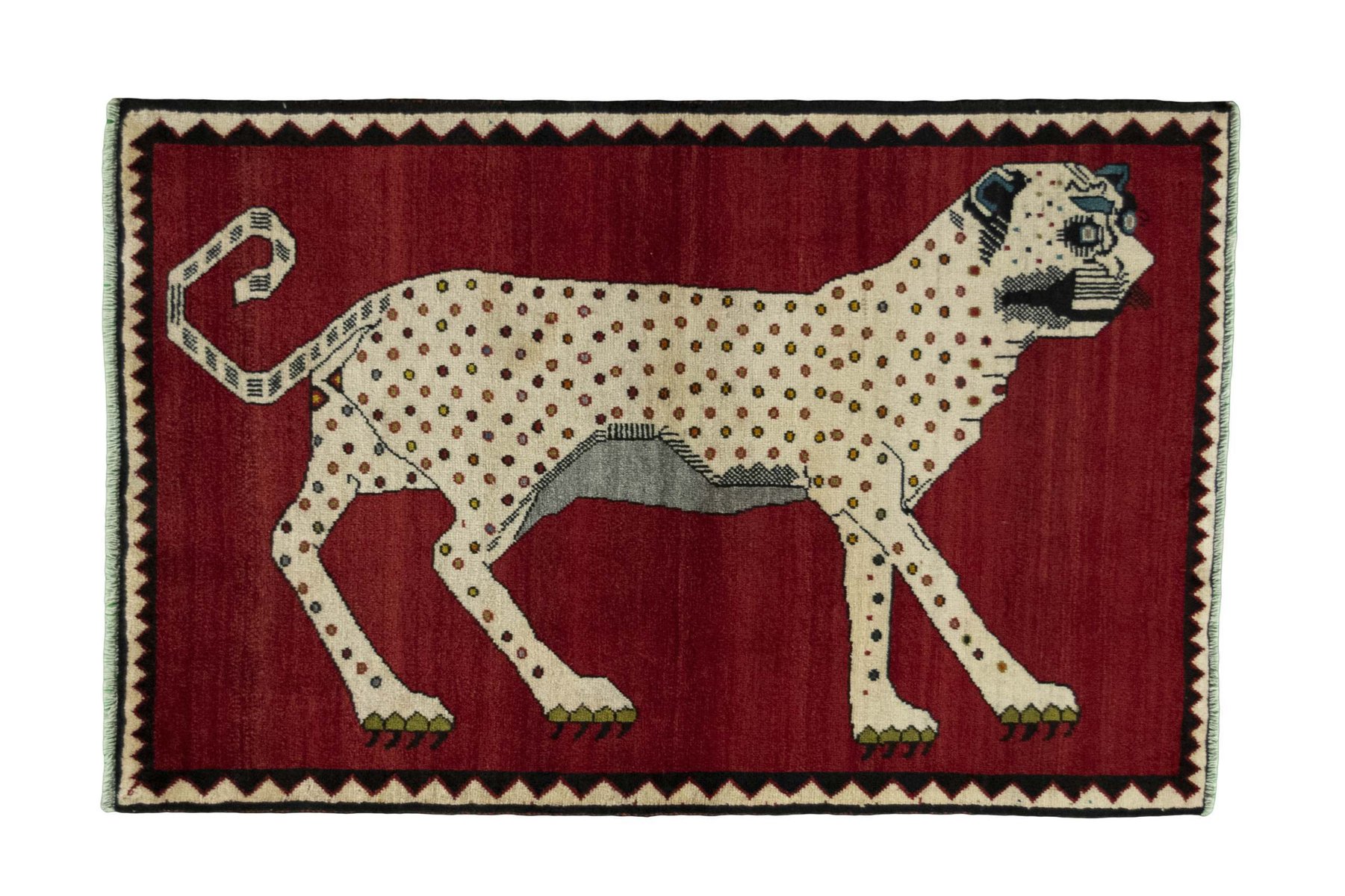 Hand-Knotted Gabbeh Rug with Tiger Motif for sale at Pamono