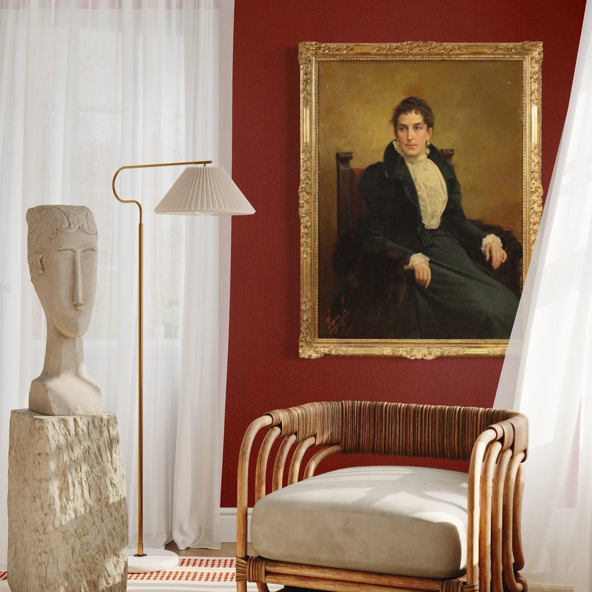 Luigi Sorio, Portrait, 1898, Oil on Canvas, Framed for sale at Pamono