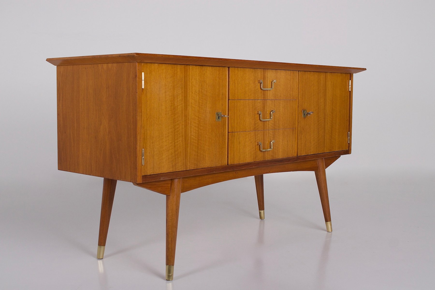 Modern Sideboard with Brass Compass Legs, 1950s for sale at Pamono