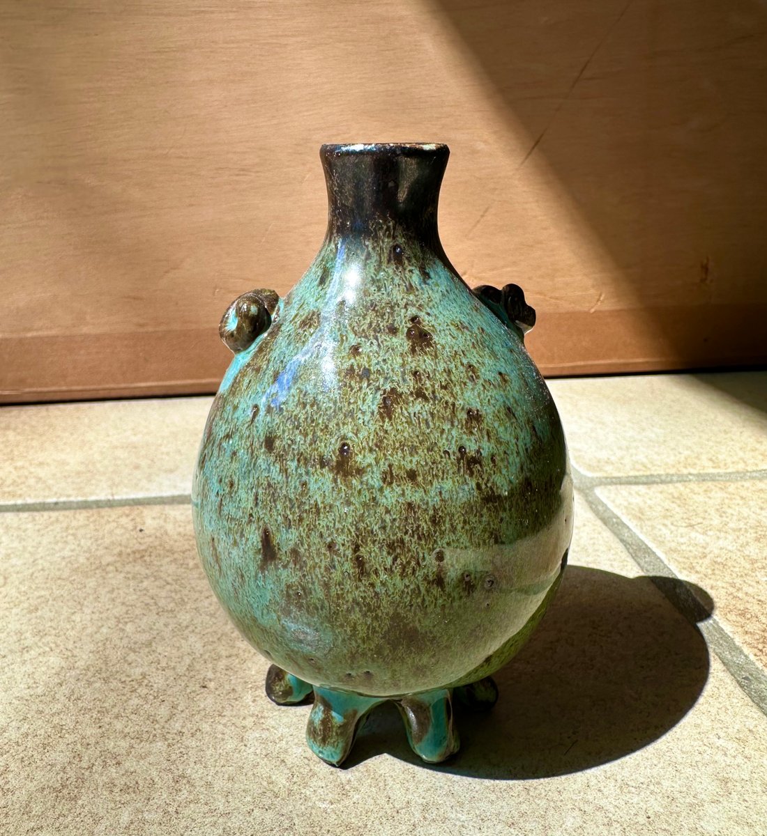Small Sculptural Amphora-Shaped Studio Ceramic Art Vase on Feet, Italy, 1960s for sale at Pamono