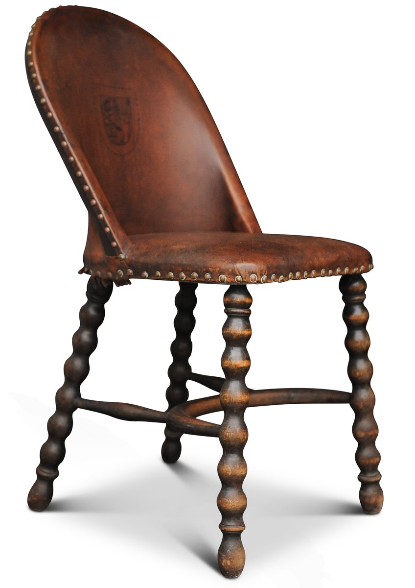 Antique English Victorian Mahogany and Leather Bobbin Chair for sale at ...