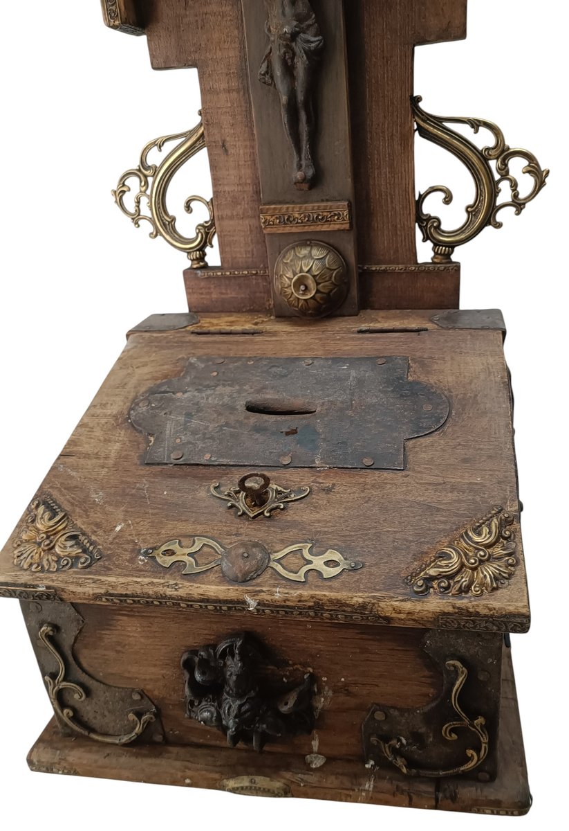 Church Alms Box in Bronze and Wood for sale at Pamono