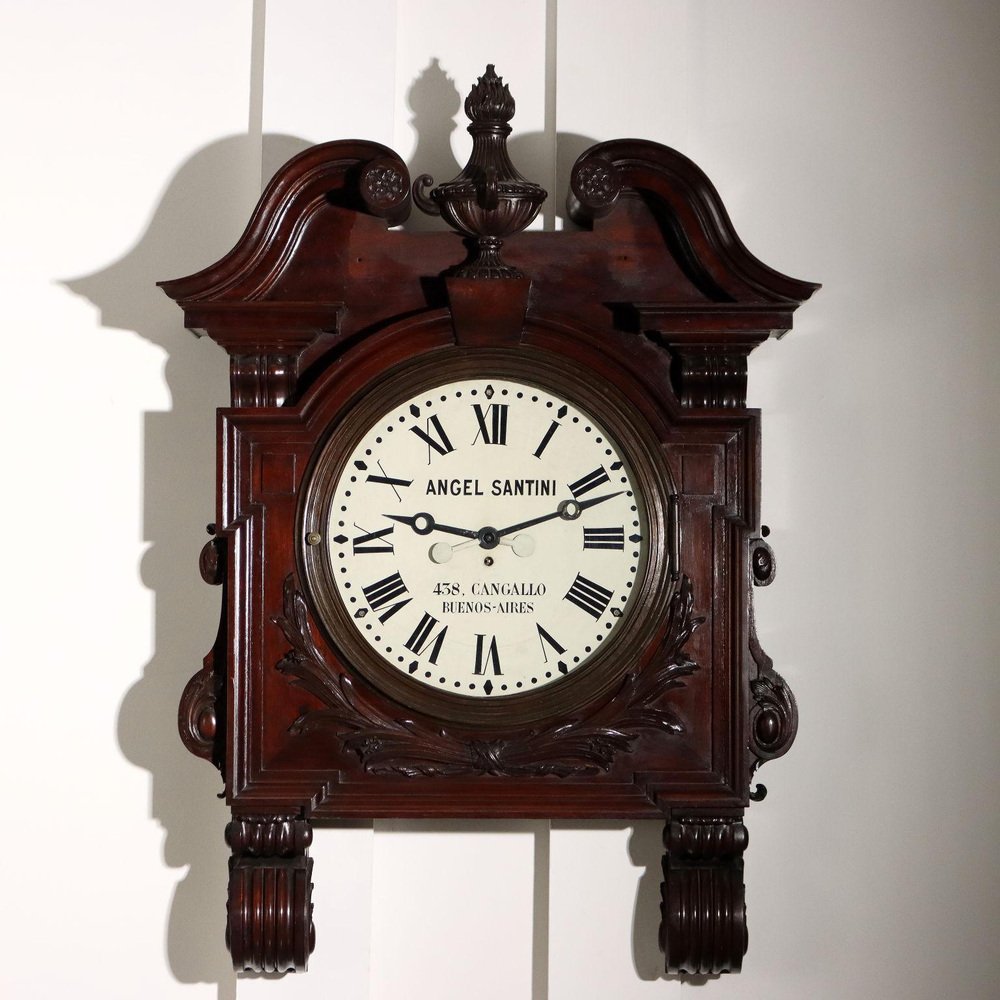 Large Industrial Mahogany Clock for sale at Pamono