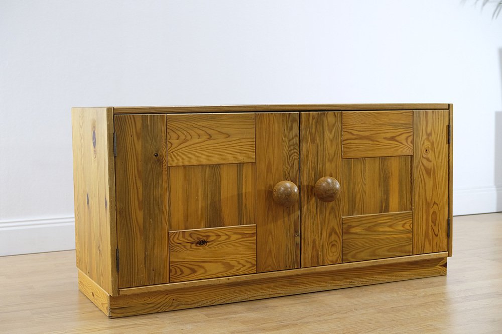 Swedish Modern Brutalist Pine Sideboard attributed to Sven Larsson, 1970s for sale at Pamono