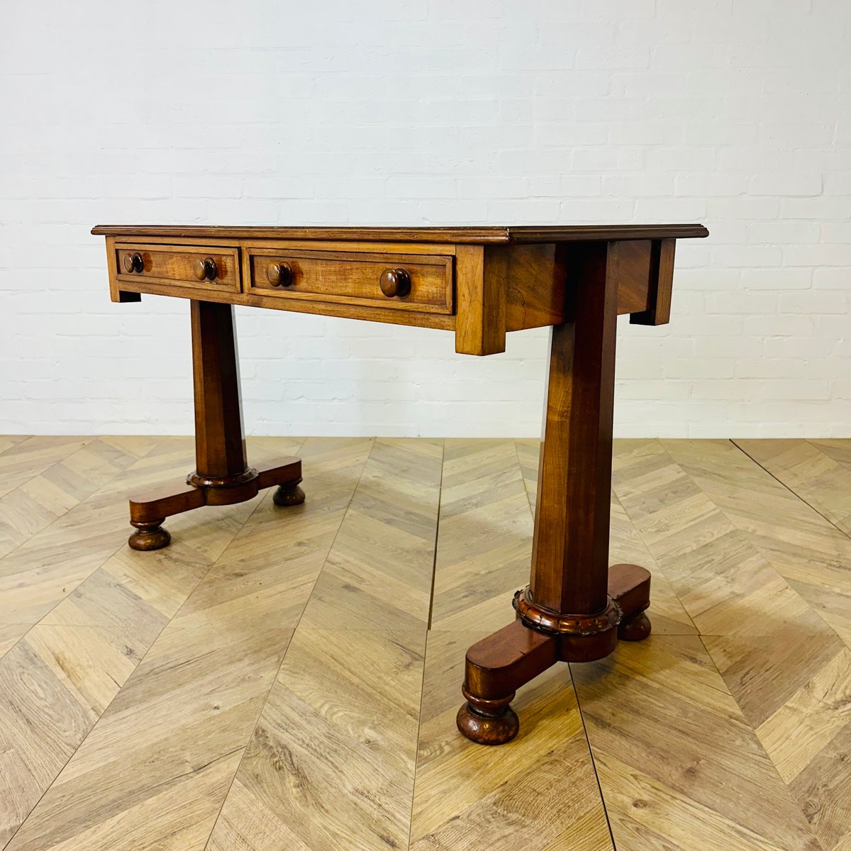 Antique English William IV Mahogany Library Table with Leather Top ...