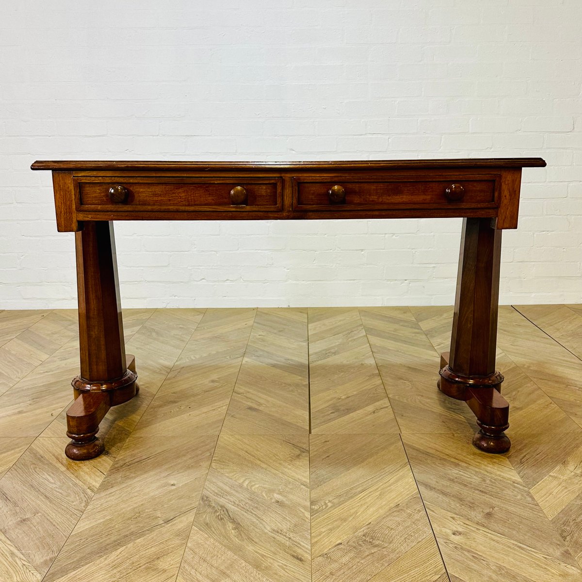 Antique English William IV Mahogany Library Table with Leather Top ...