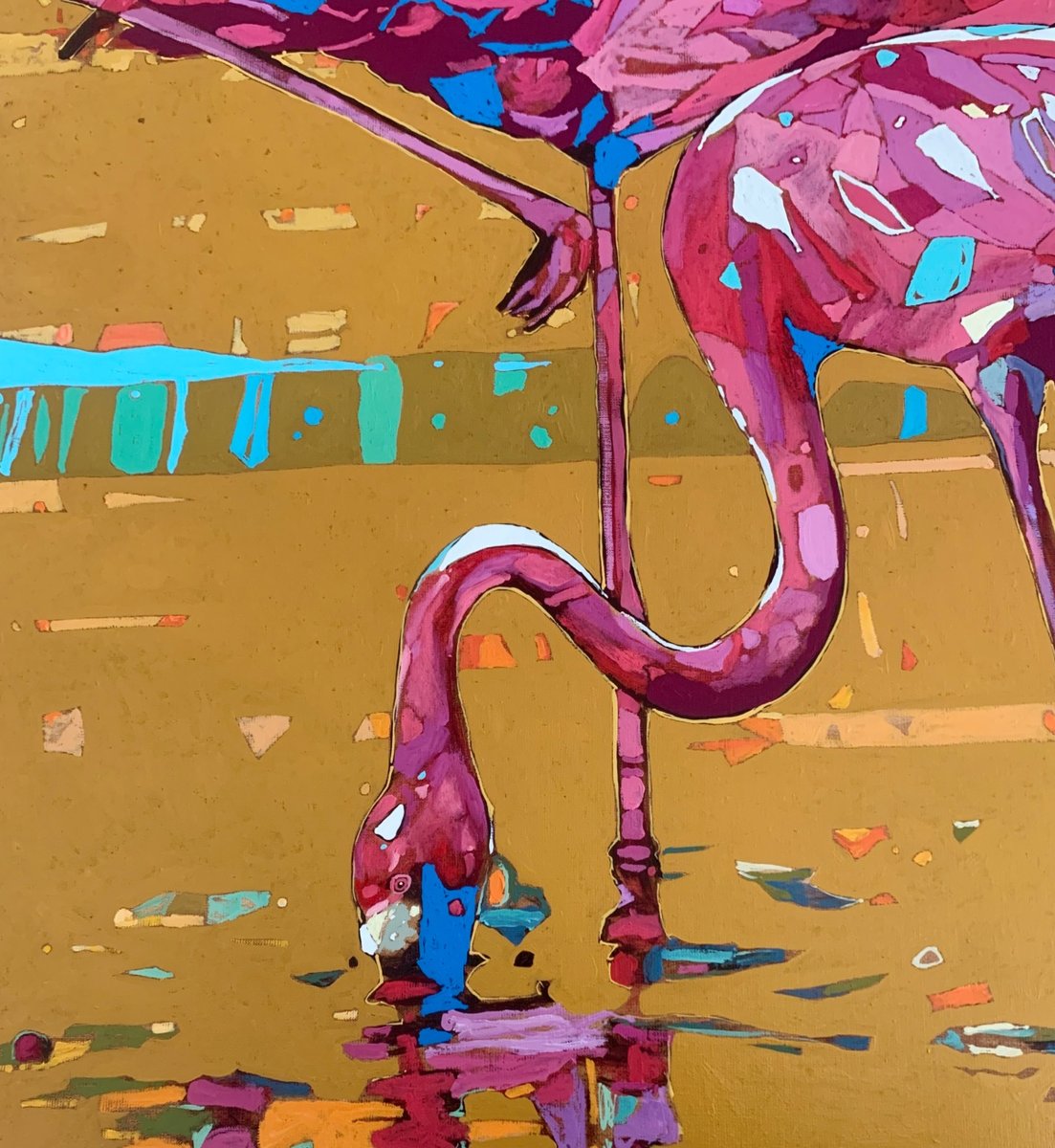 Rafal Gadowski, Flamingos 27, 2024, Olio su tela in vendita su Pamono