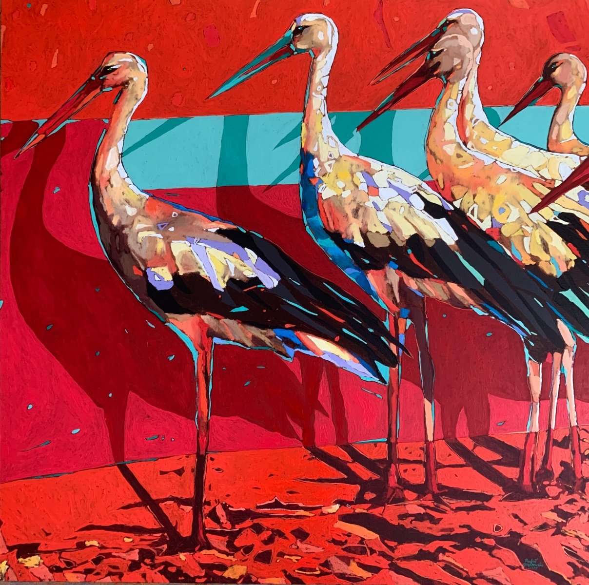 Rafal Gadowski, Storks, 2025, Oil on Canvas for sale at Pamono