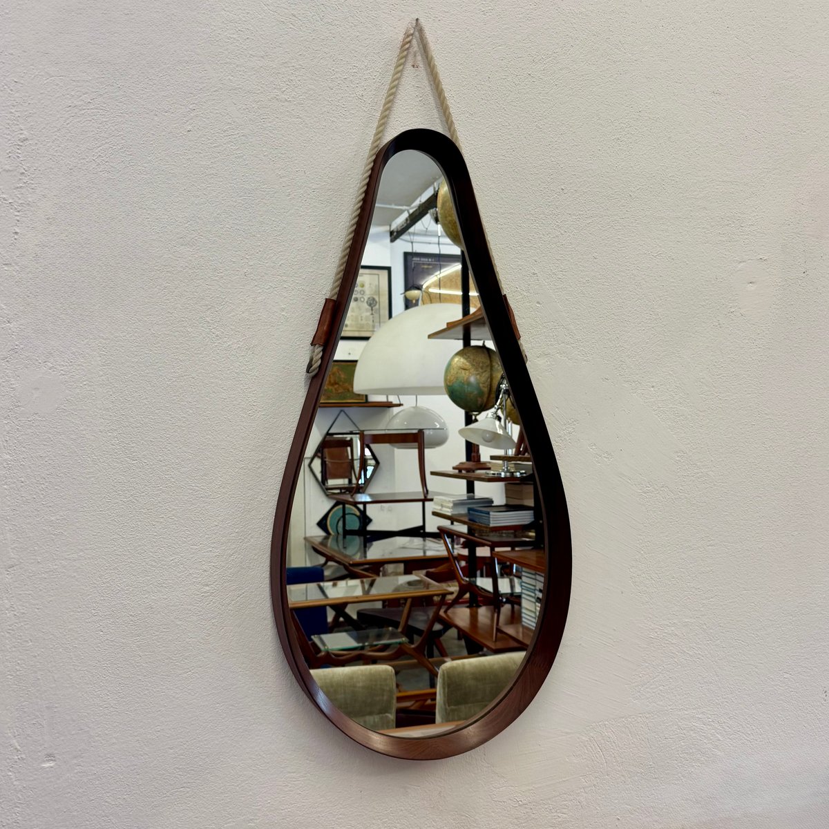Teak Drop Shape Mirror for sale at Pamono