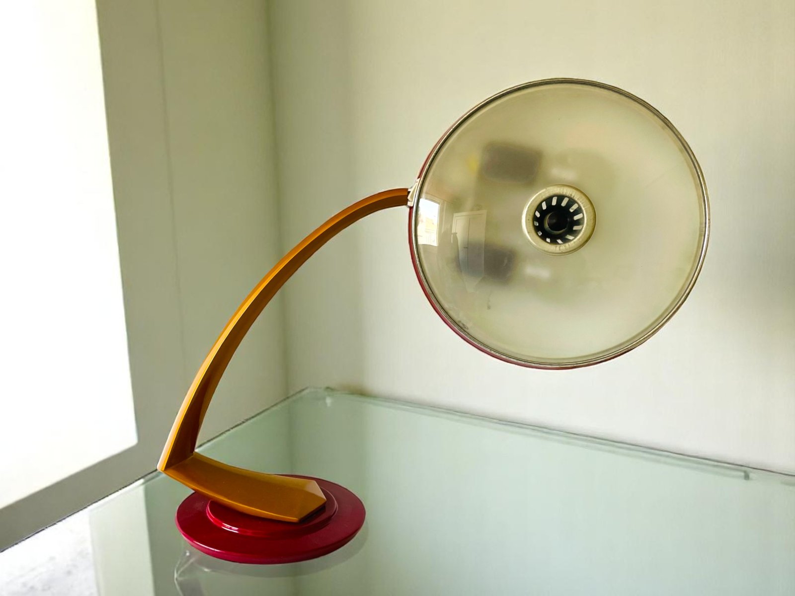 Modernist Spanish Red Metal Desk Lamp Boomerang 2000 by Fase, 1960s for ...