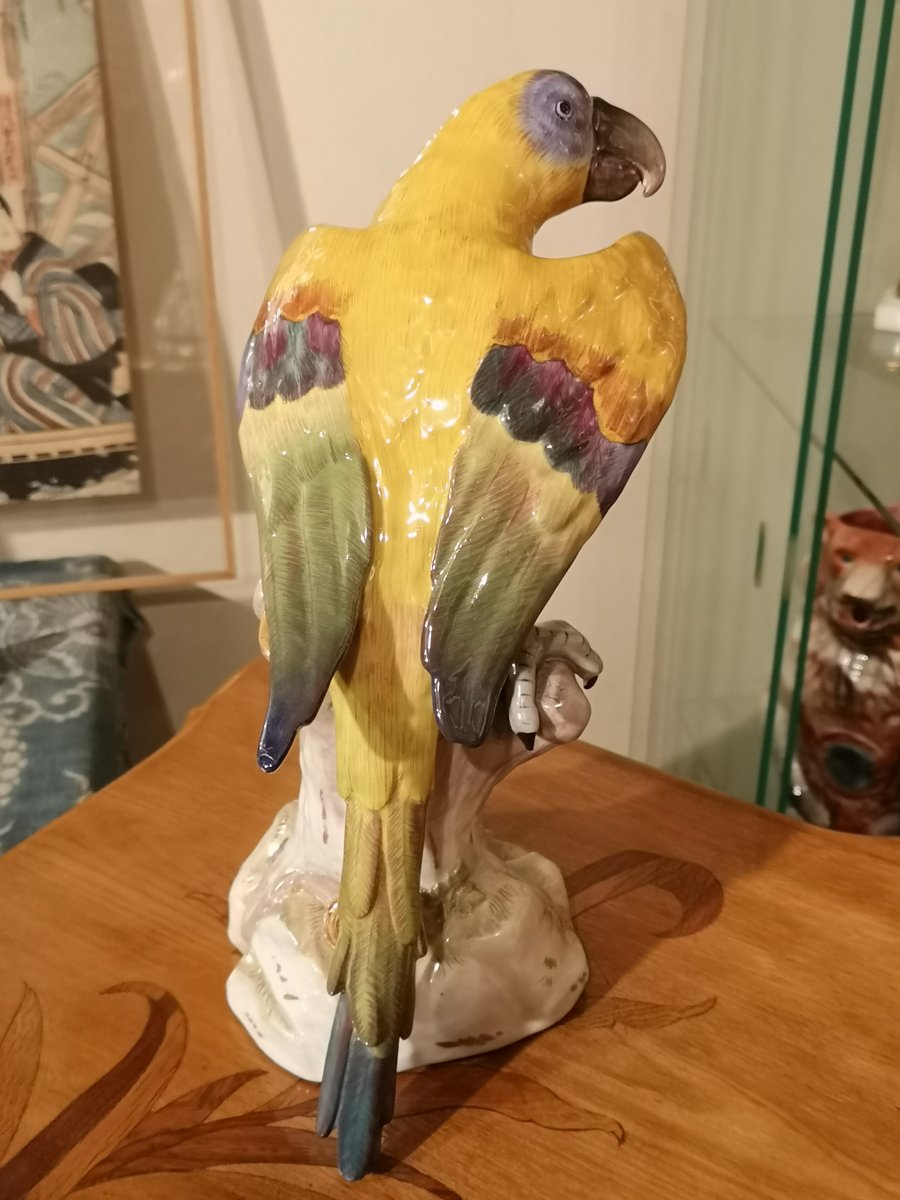 Yellow Porcelain Parrot Figurine from Dresden Porcelain, 1890s-1910s ...