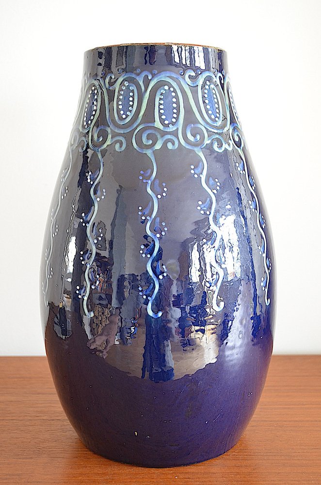 Art Nouveau Vase by Alfred Kusche for Karlsruher Majolika, 1890s for ...