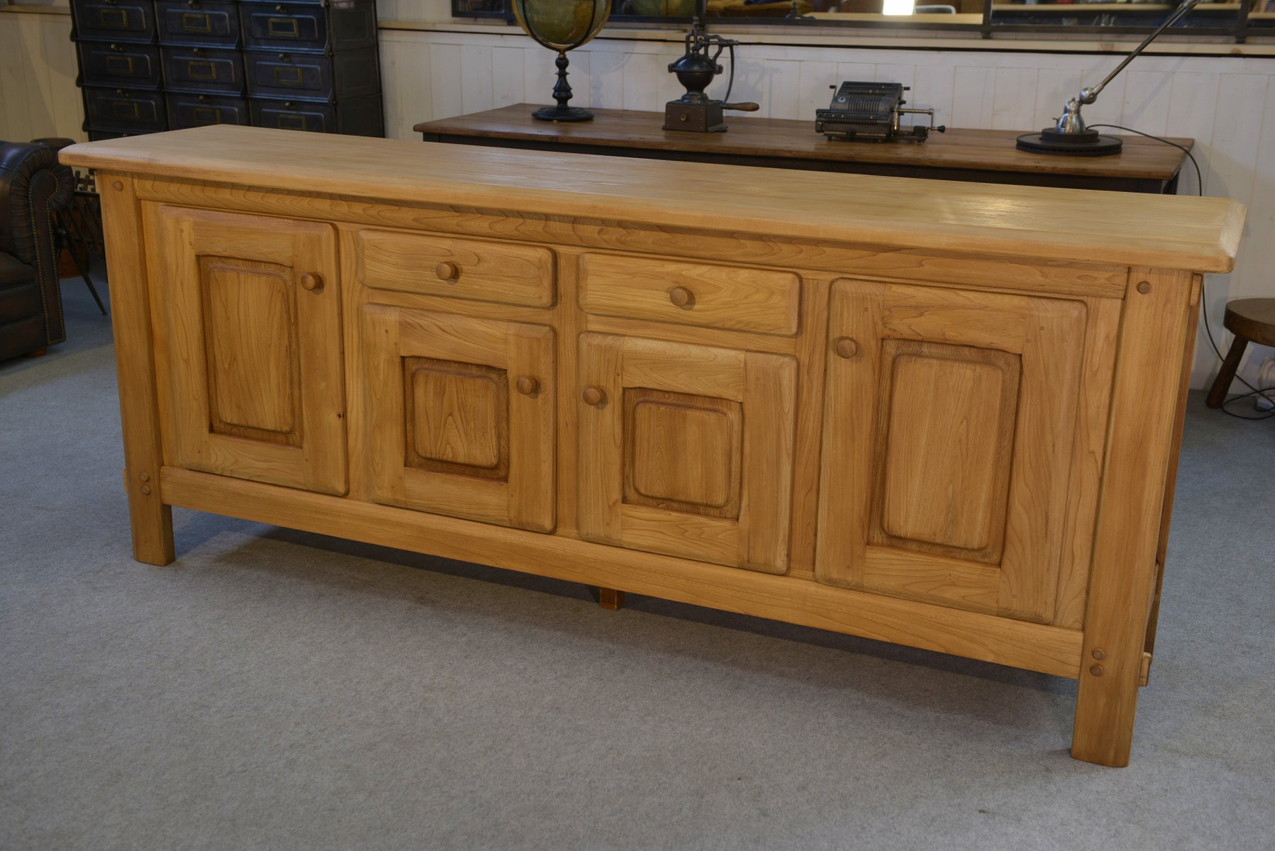 Large Elm 4-Door Sideboard, 1980s for sale at Pamono