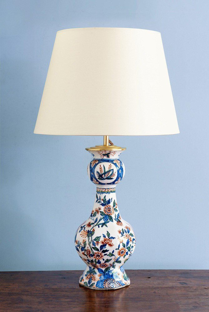 Polychrome Garlic Neck Vase Lamp from Dutch Delftware, 18th Century for ...