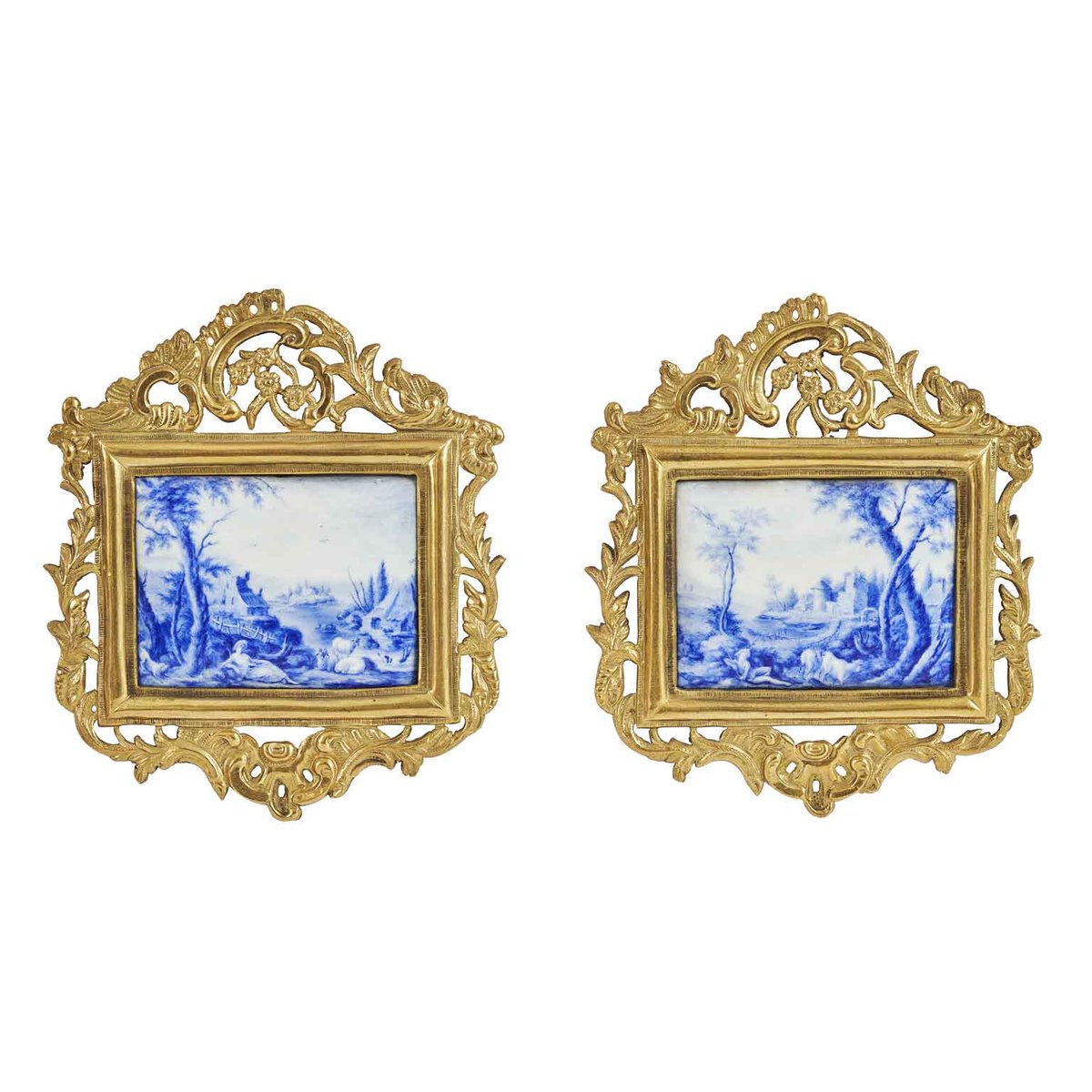 Enamel Plaques with Characters and Golden Frames, Set of 2 for sale at ...