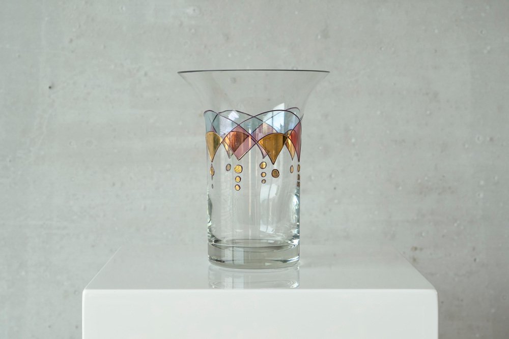 Vintage Harlequin Art Glass Vase, 1980s for sale at Pamono