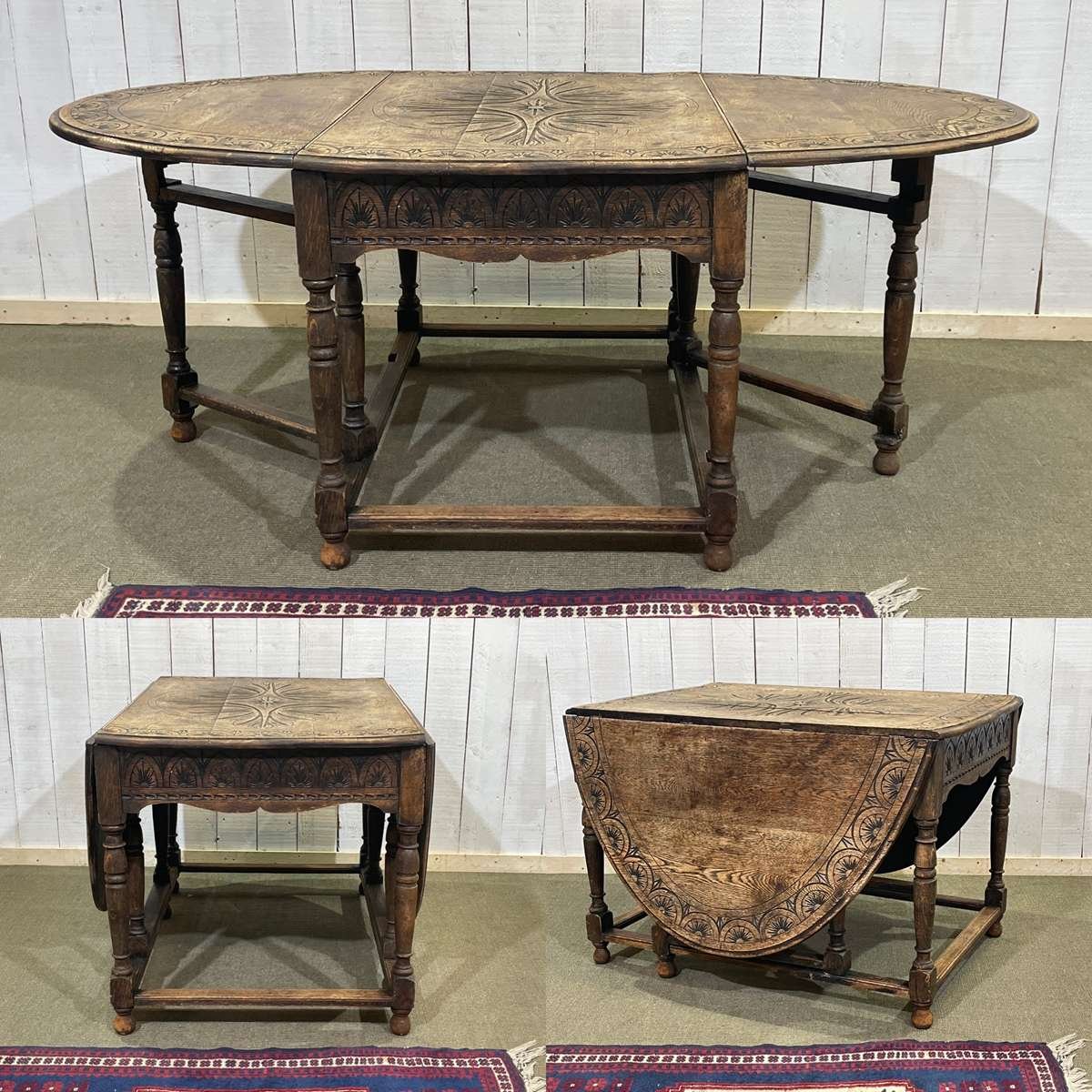 English Oak Drop-Leaf Table for sale at Pamono