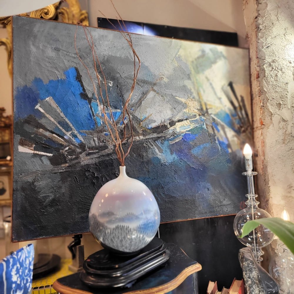 Hugo Cleis, The Battle of Salamine, 1950s, Oil on Canvas for sale at Pamono