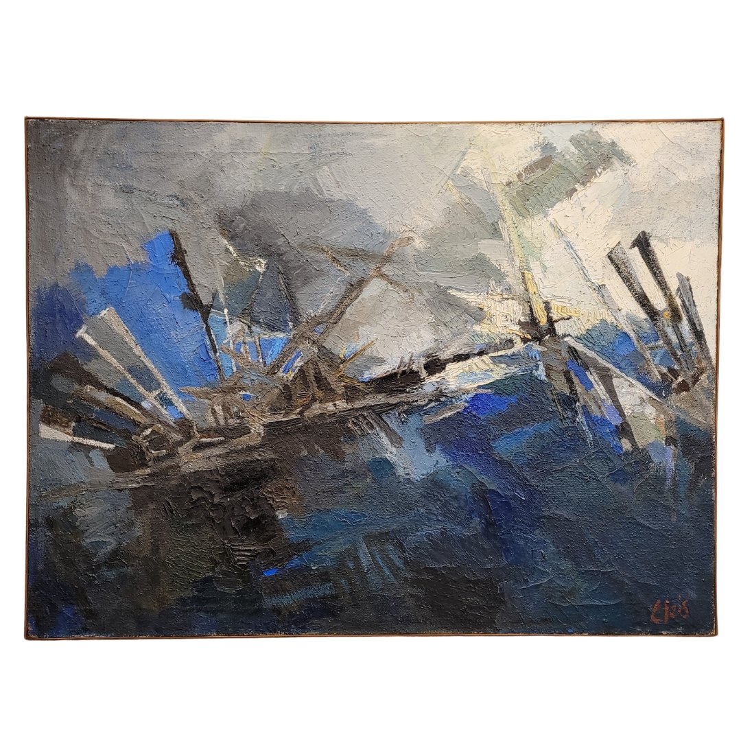 Hugo Cleis, The Battle of Salamine, 1950s, Oil on Canvas for sale at Pamono