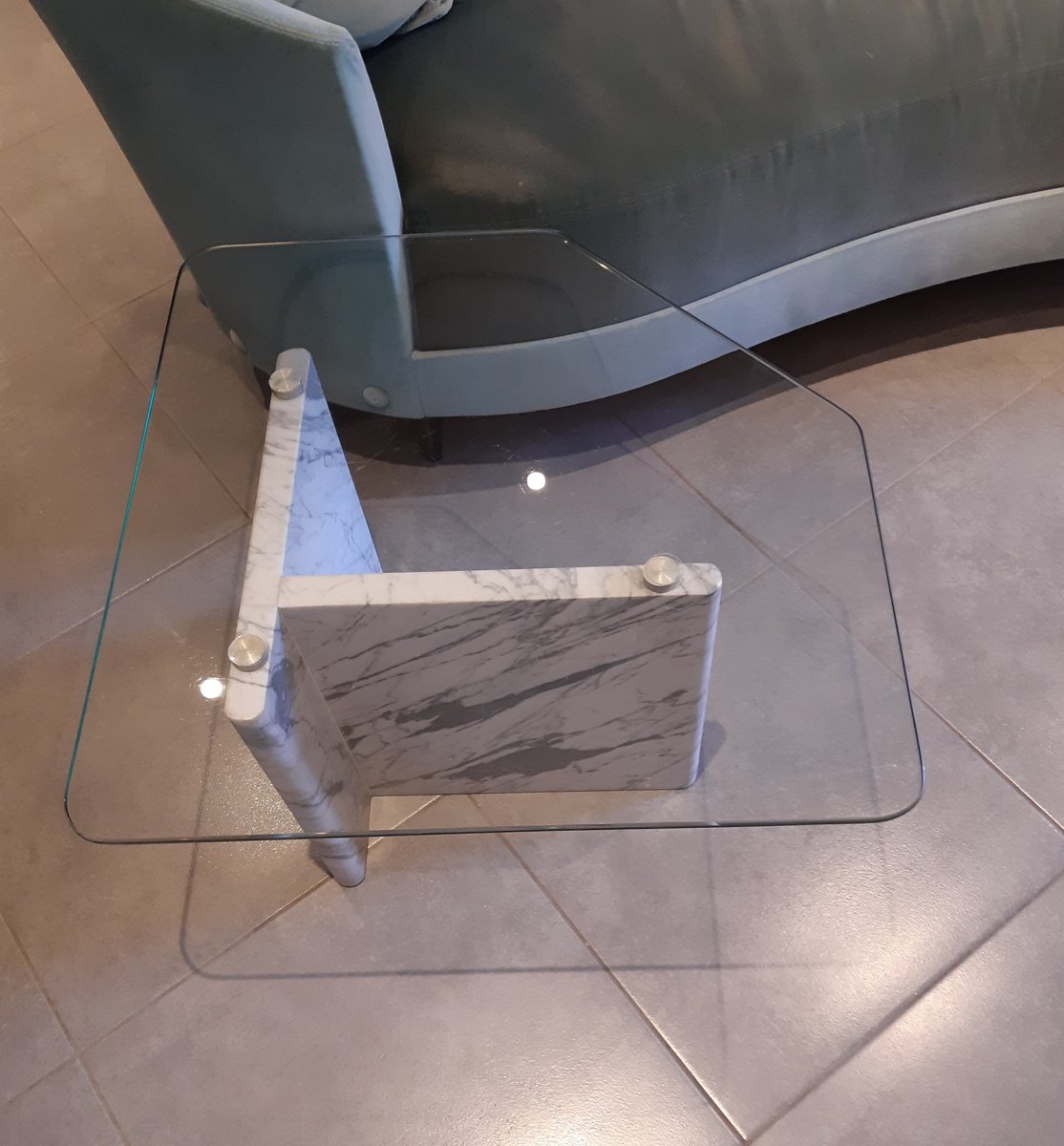 Vintage Marble and Glass Side Table for sale at Pamono