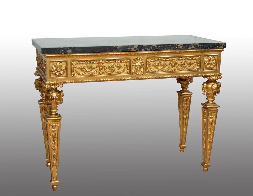 Antique Louis XVI Neapolitan Console Table in Gilded and Carved Wood ...