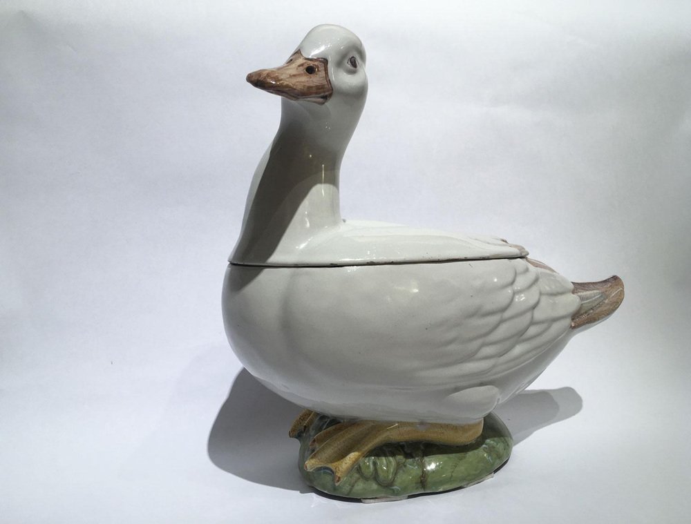 Mid-18th Century White Majolica Duck Tureen from Pasquale Antonibon ...