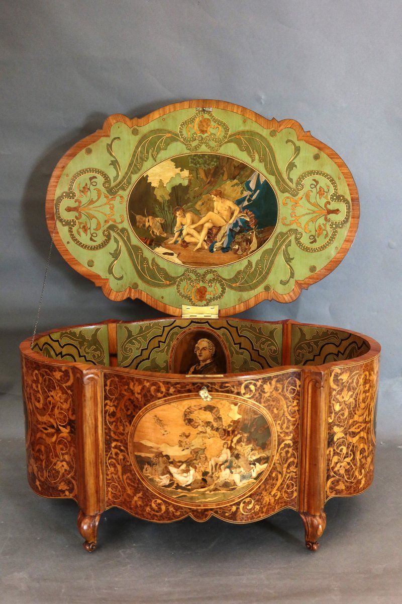 Large Louis XV Style Marquetry Box for sale at Pamono