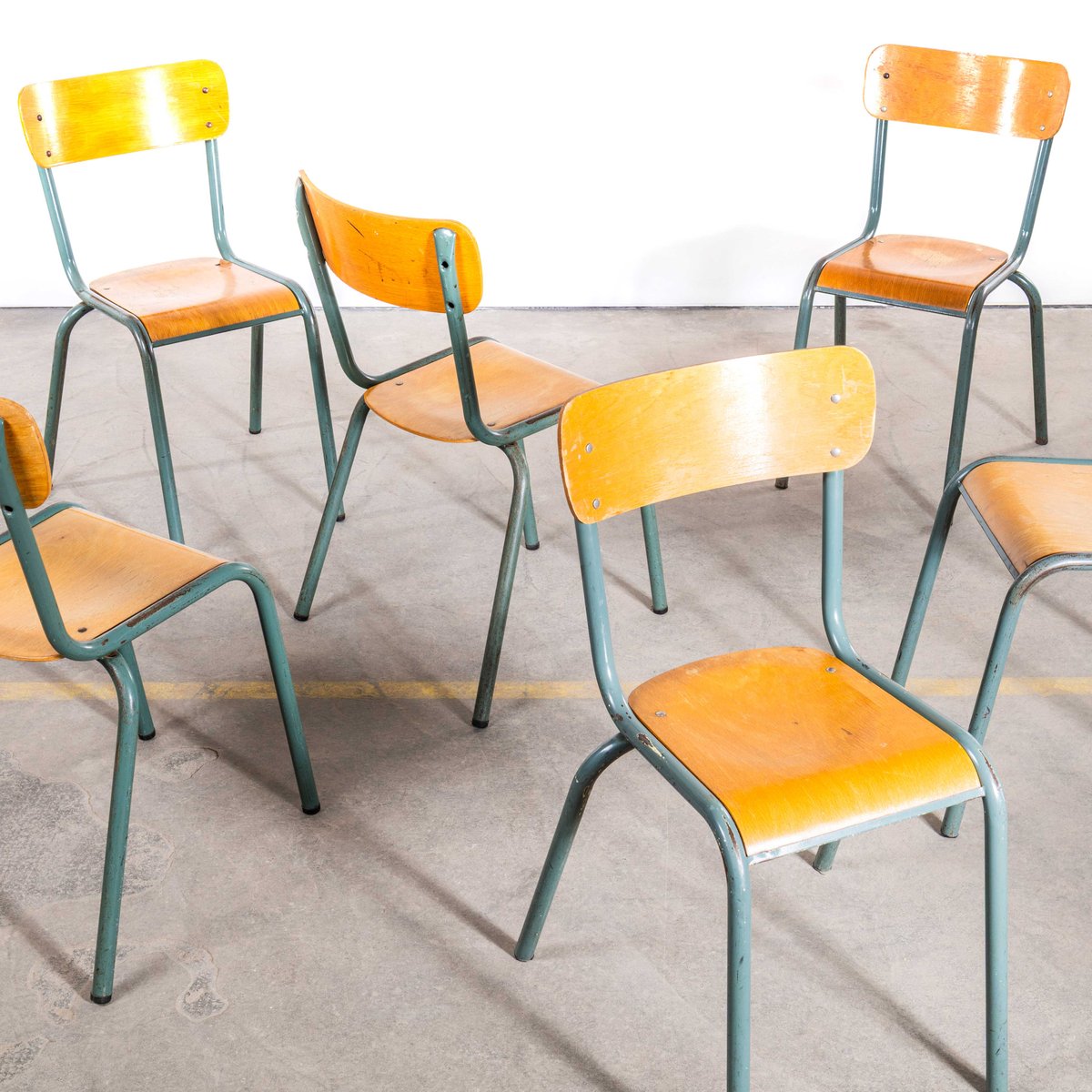 Stacking Dining Chairs with Wide Back Rest from Mullca, 1950s, Set of 6 ...