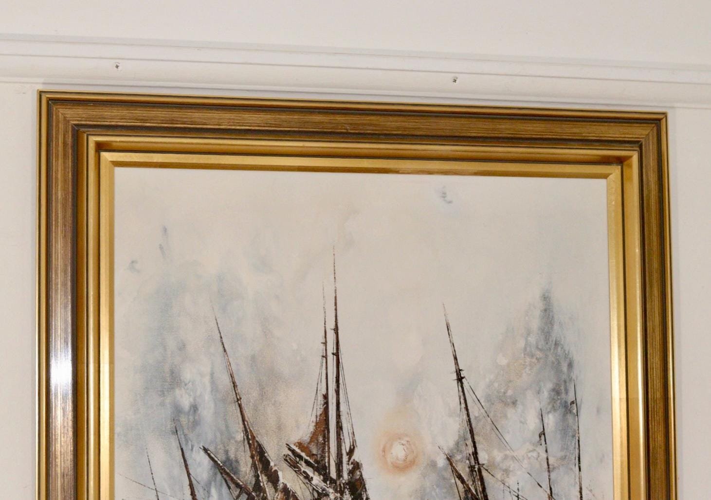 Kris Ewald, Boats, 1970s, Oil on Canvas, Framed for sale at Pamono