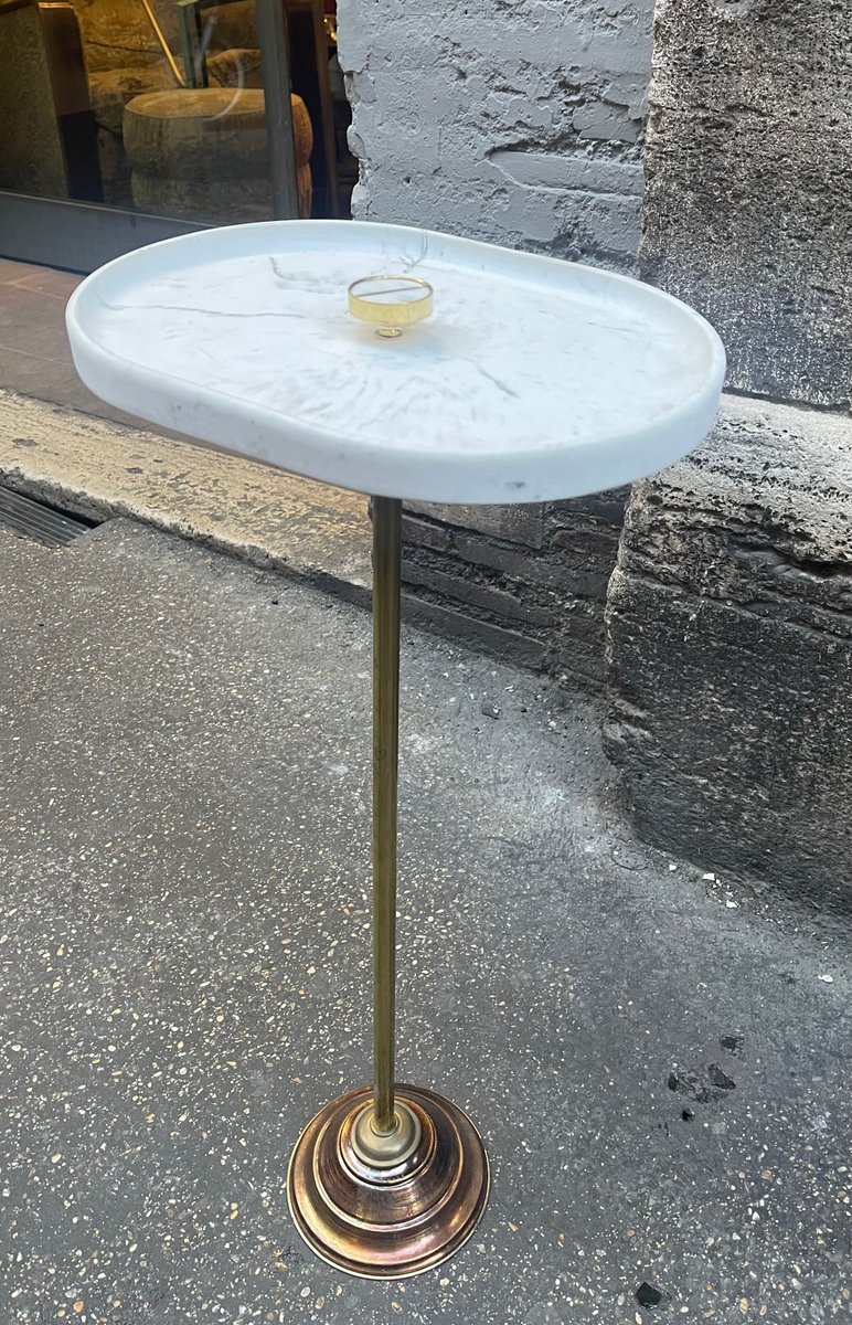 Pocket Emptier Table in Brass and Marble, 1960s for sale at Pamono