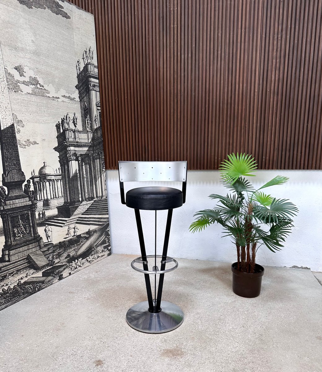 Sculptural Model Dry Martini Bar Stool in Steel with Metal Sheet and Leather by Pedro Miralles ...