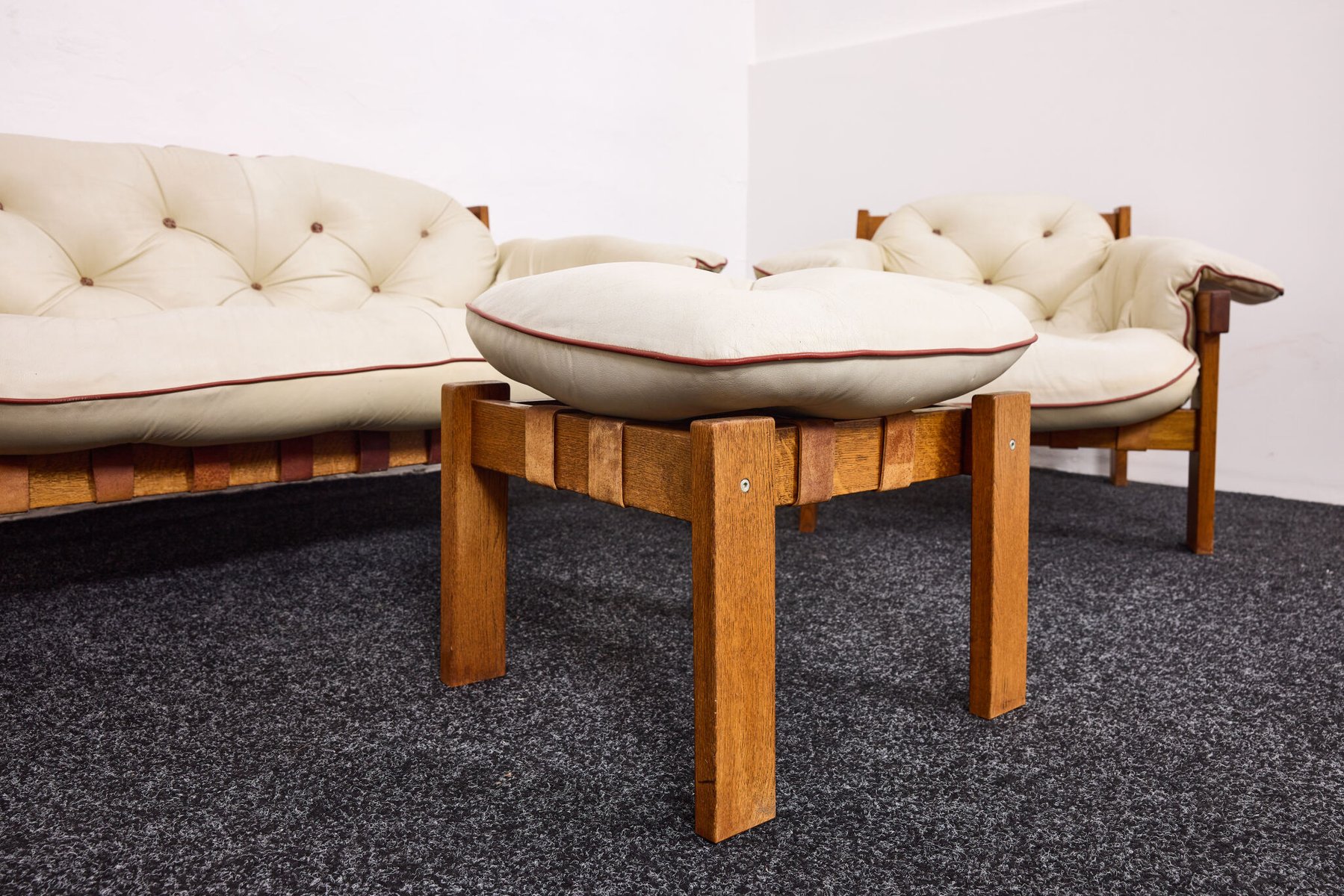 Vintage Hungarian Senator Chairs and Ottoman Lounge Set in the style of ...