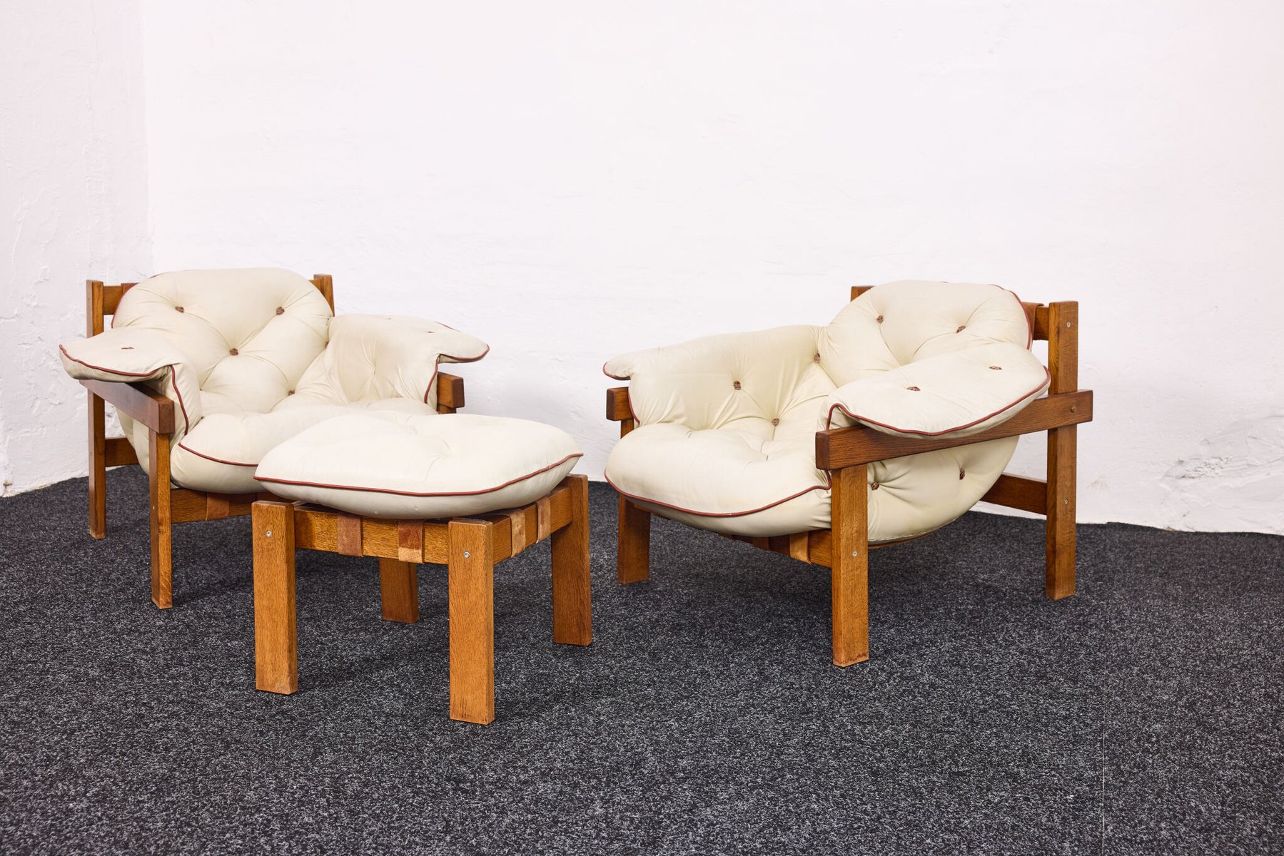 Vintage Hungarian Senator Chairs and Ottoman Lounge Set in the style of ...