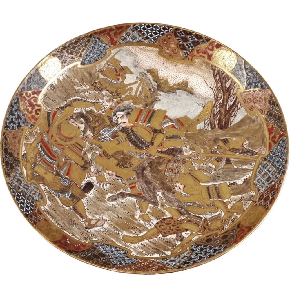 Antique Meiji 19th Century Japanese Satsuma Earthenware Plate with ...