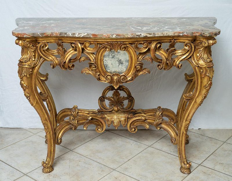 Antique Napoleon III Console Table in Gilded and Carved Wood with ...