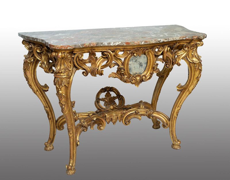 Antique Napoleon III Console Table in Gilded and Carved Wood with ...