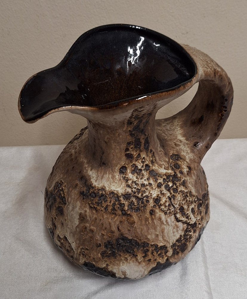 Vintage Fat Lava German Ceramic Vase in the shape of a Jug with Beige ...