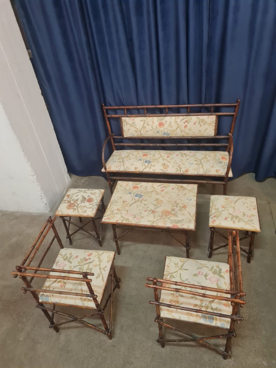 Antique Faux Bamboo Parlor Set from Maison Staněk Prague, Set of 6 for ...