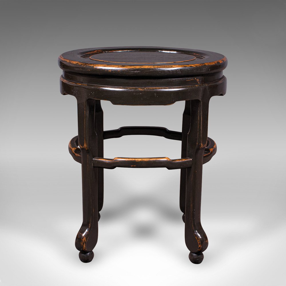 Meiji Japanese Oval Side Table in Ebonised Elm, 1900s for sale at Pamono
