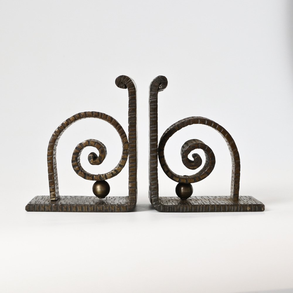 Art Deco Wrought Iron Bookends, 1930s, Set of 2 for sale at Pamono