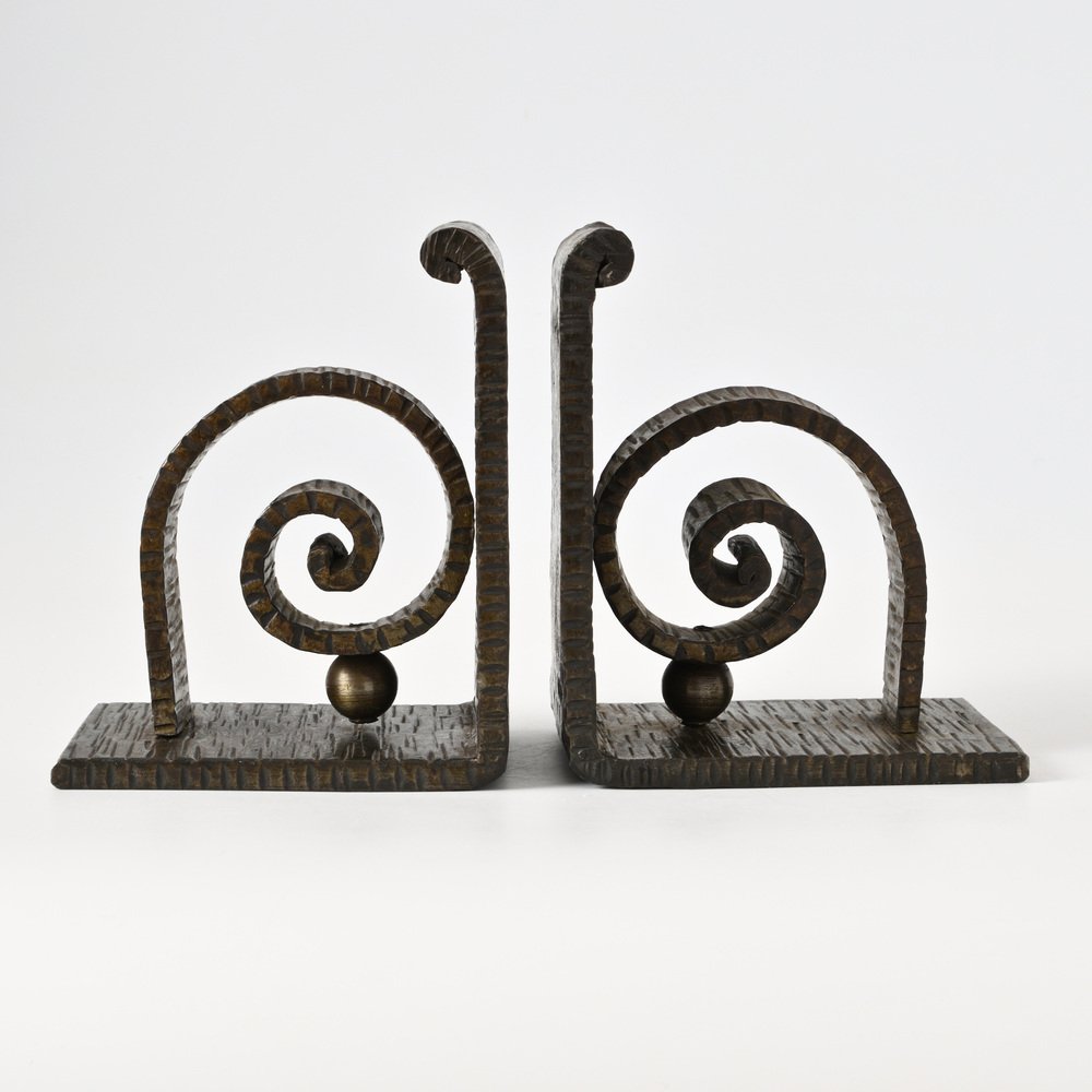 Art Deco Wrought Iron Bookends, 1930s, Set of 2 for sale at Pamono